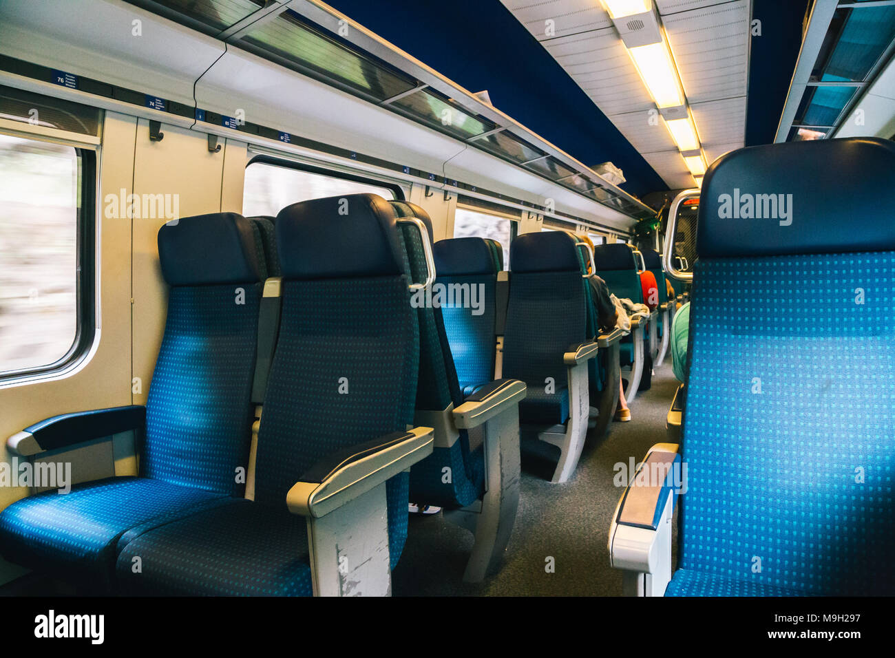 Inside the train in switzerland Stock Photo - Alamy