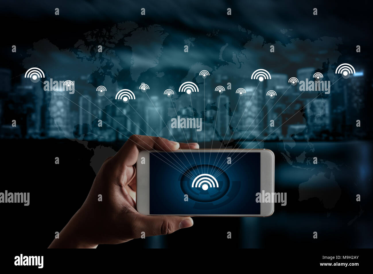 internet iot man use smartphone internet of things technology (IoT ...