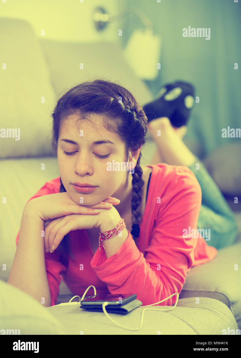 Young teenage girl having problems and depression at home Stock Photo ...