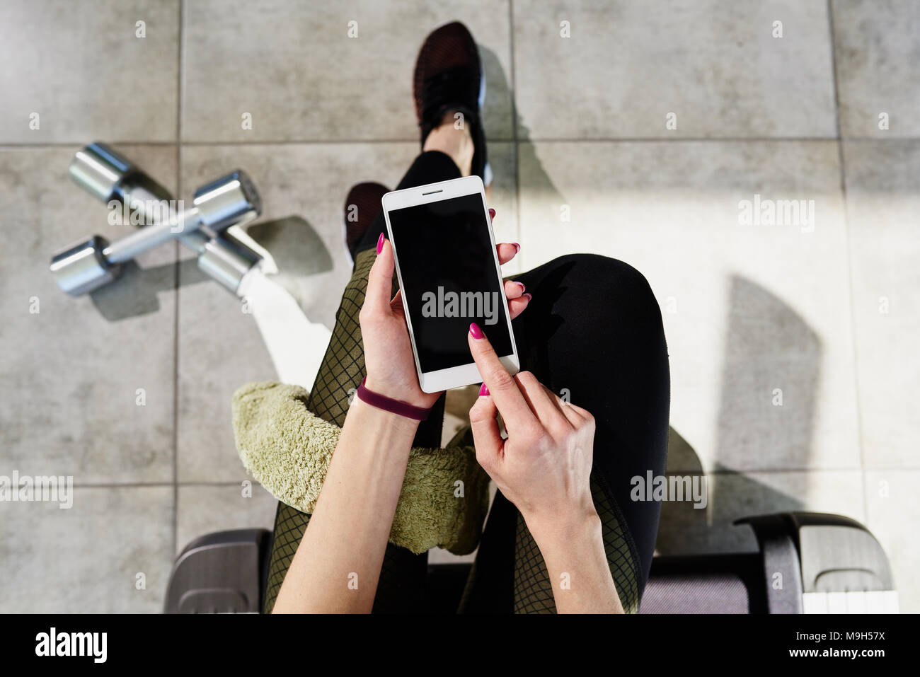 Top view fitness gym equipment hi-res stock photography and images - Alamy
