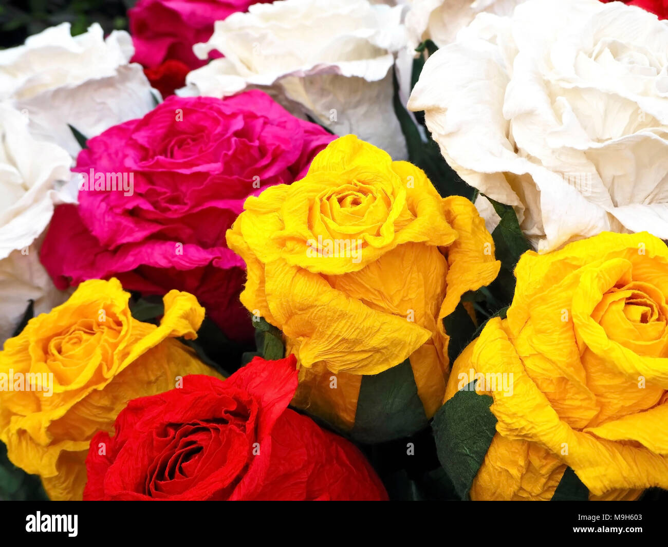 Colorful Handmade Mulberry Paper Roses Stock Photo - Alamy