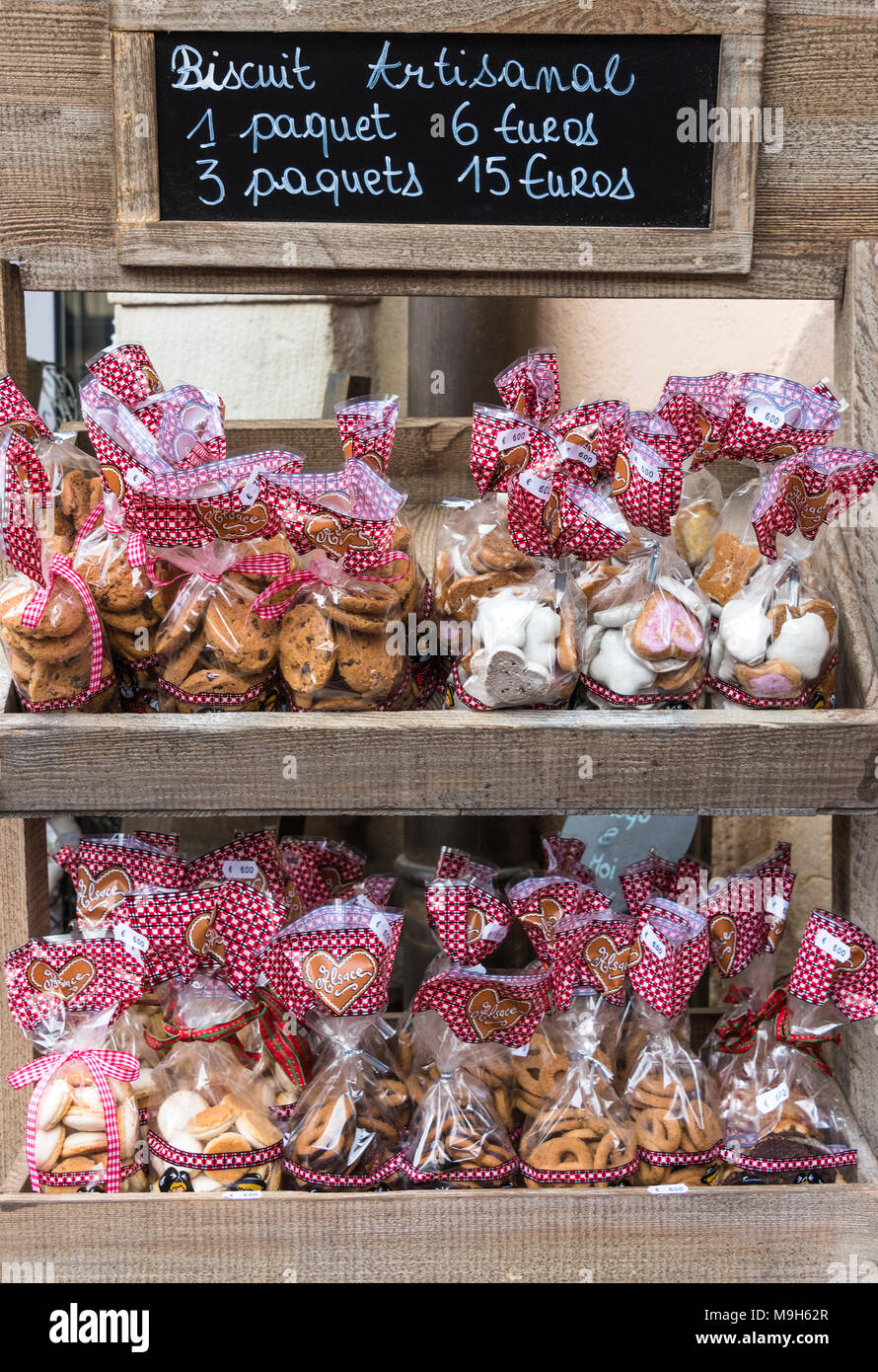 A market stall selling traditional biscuits, Colmar, Alsatian Wine ...