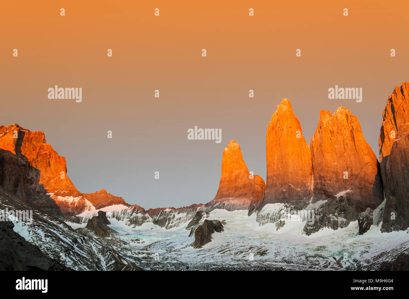 Sunrise over three granite towers, one of the highlights of the world ...