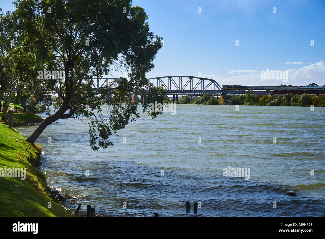 Bridge spanning the Murray River in Australia at the town Murray Bridge ...