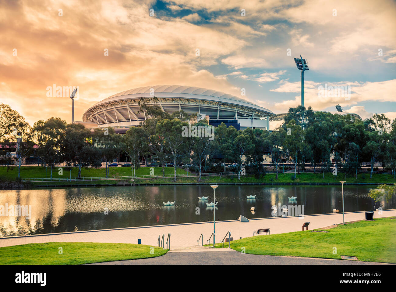 Adelaide, Australia - August 27, 2017: Adelaide Oval viewed across ...