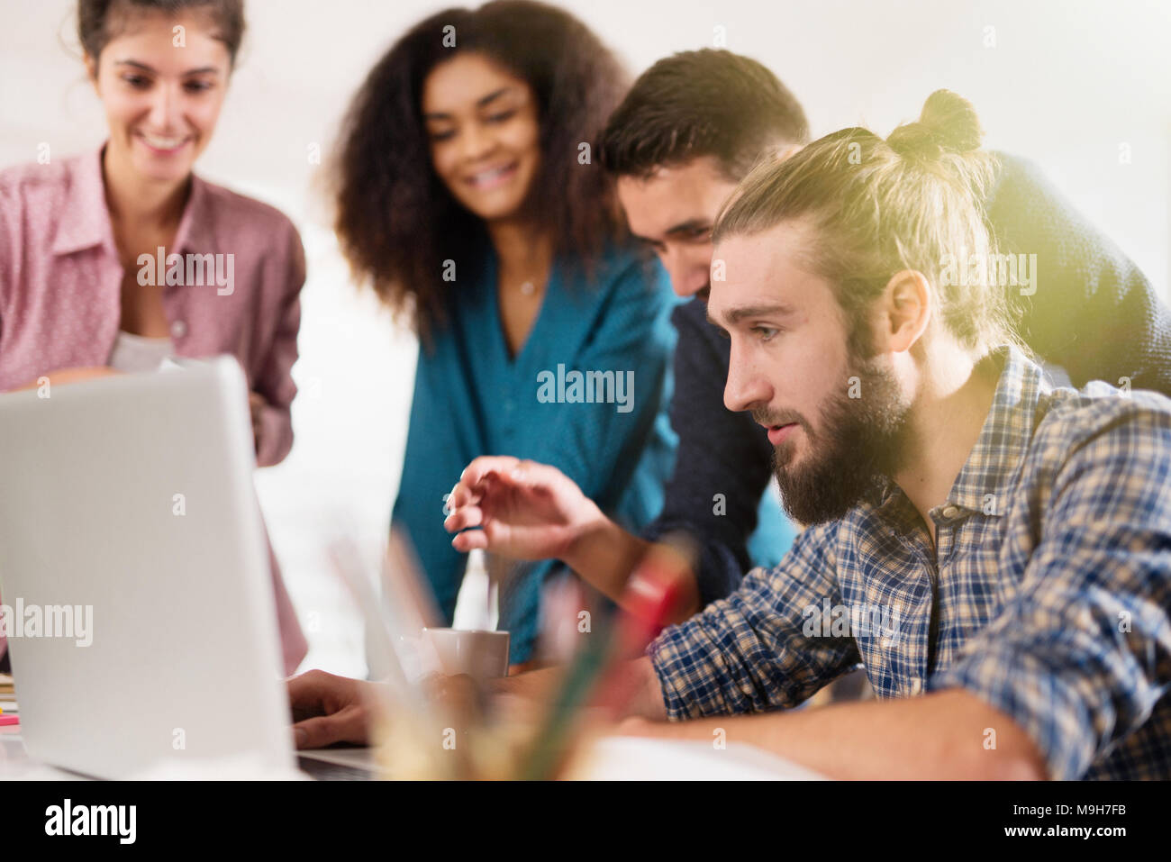 Business meeting diverse people around hi-res stock photography and ...