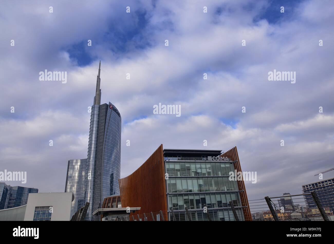 Milan, Lombardy region Italy. 31 December 2017. The skyscrapers of ...