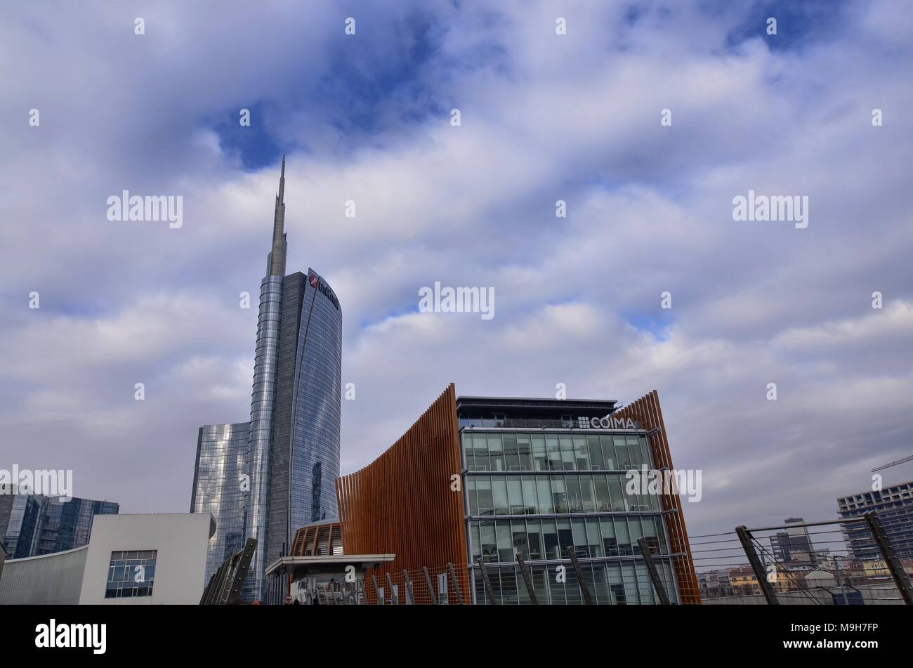 Milan, Lombardy region Italy. 31 December 2017. The skyscrapers of ...