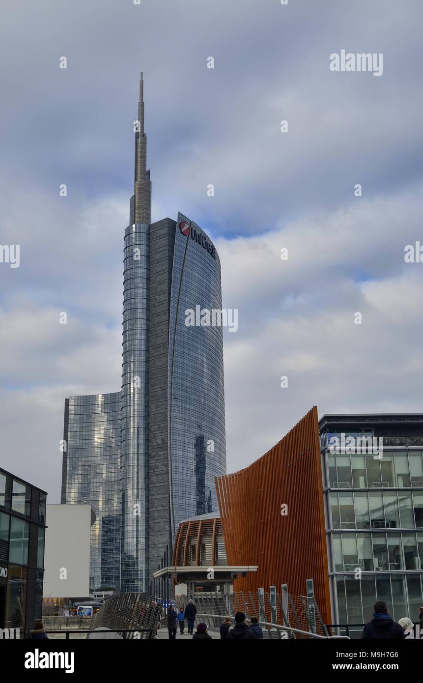 Milan, Lombardy region Italy. 31 December 2017. The skyscrapers of ...