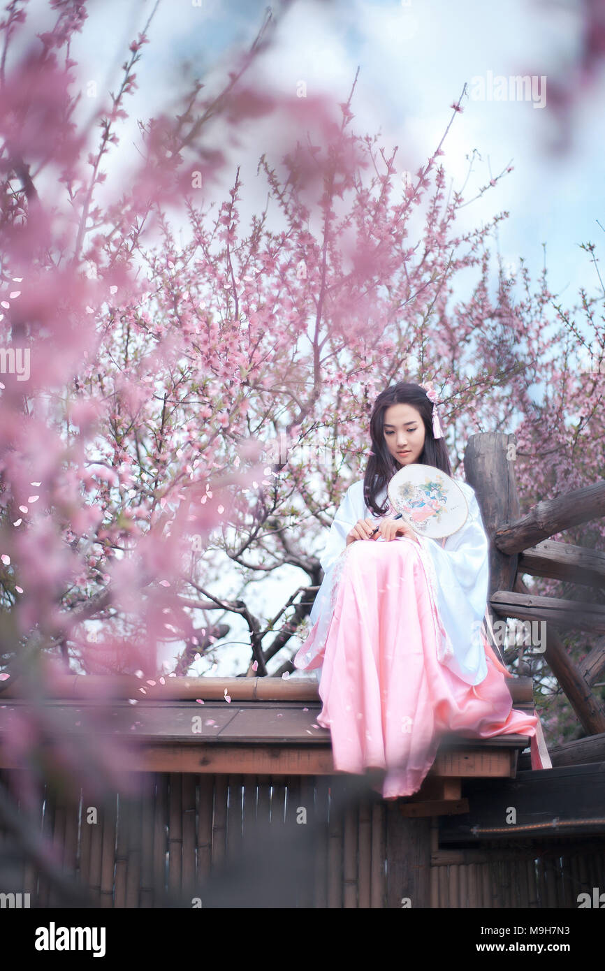 pink peach girl Stock Photo - Alamy