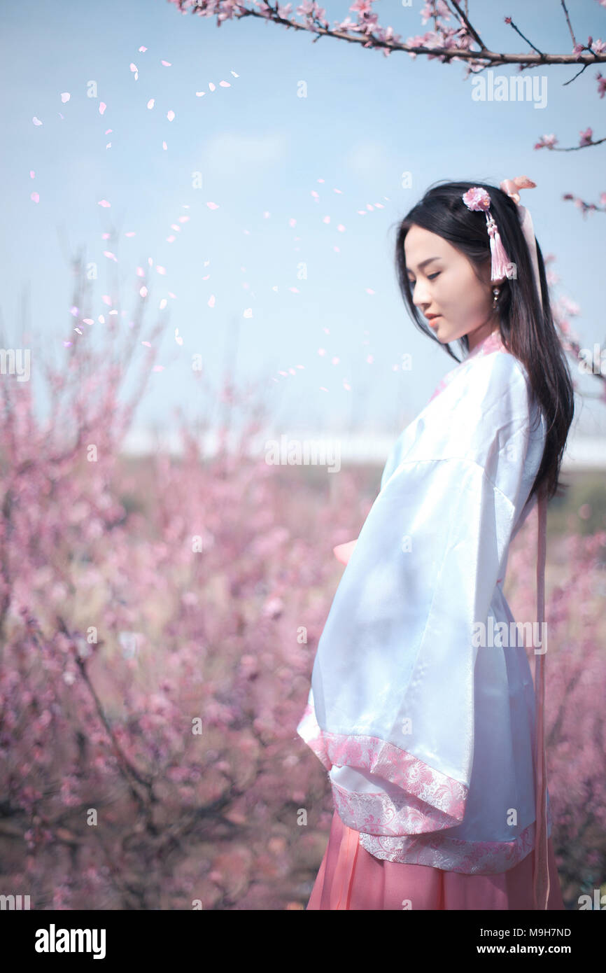 pink peach girl Stock Photo - Alamy