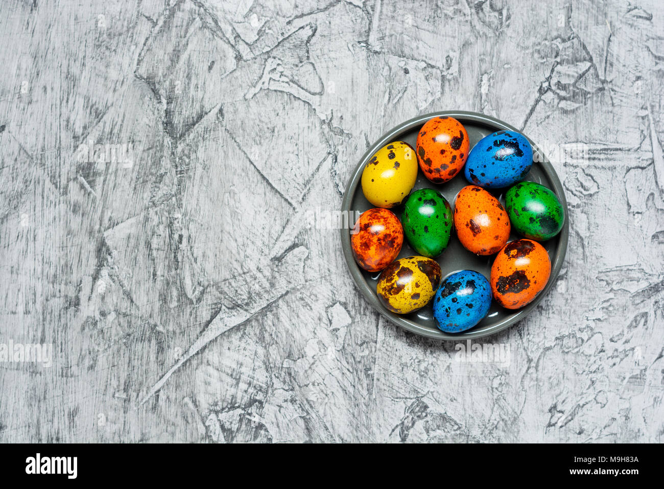 Colorful Easter eggs on concrete background with copy space Stock Photo ...