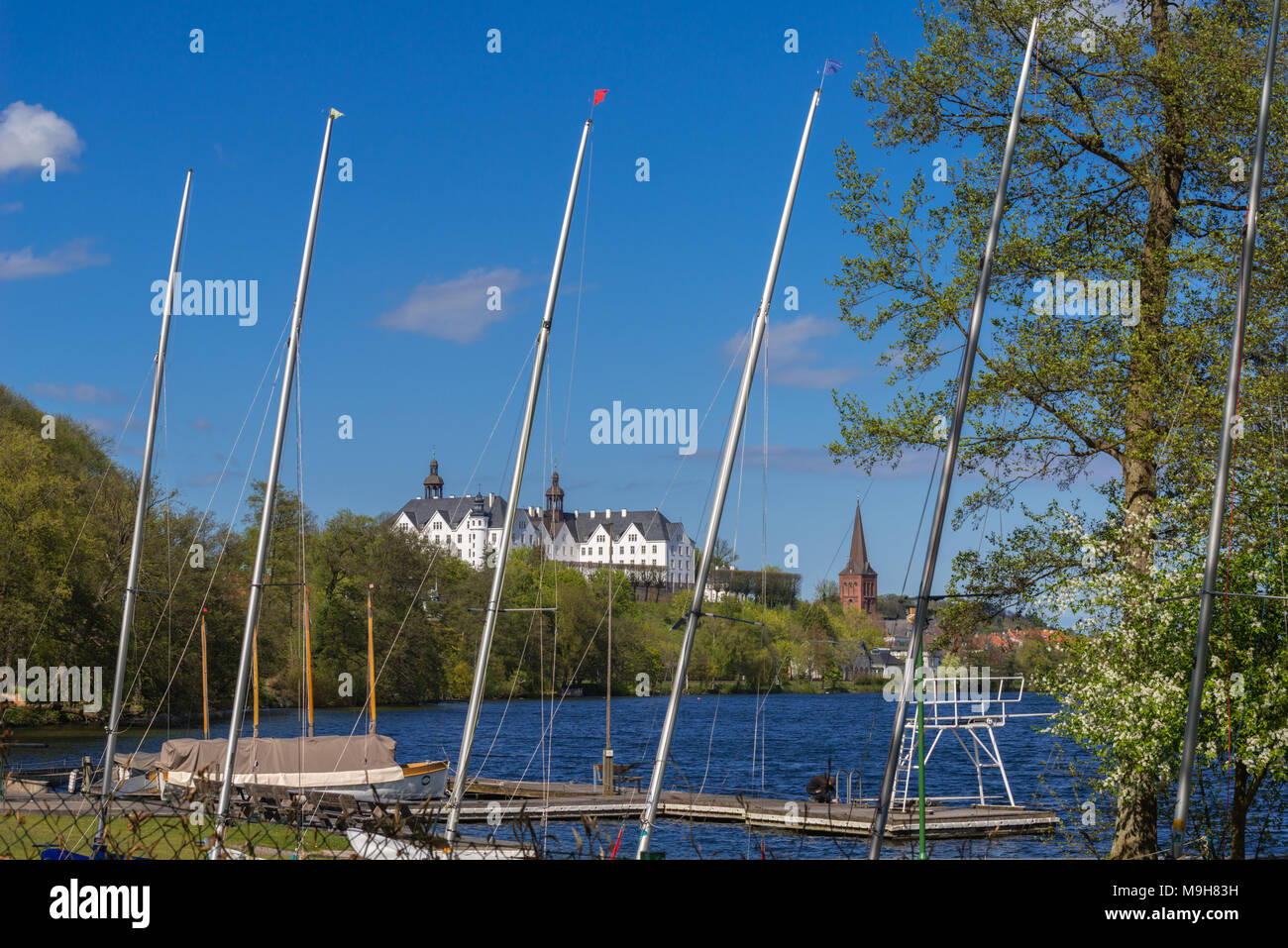 Plön Lake and Plön Castle, 17th century, country town of Plön ...