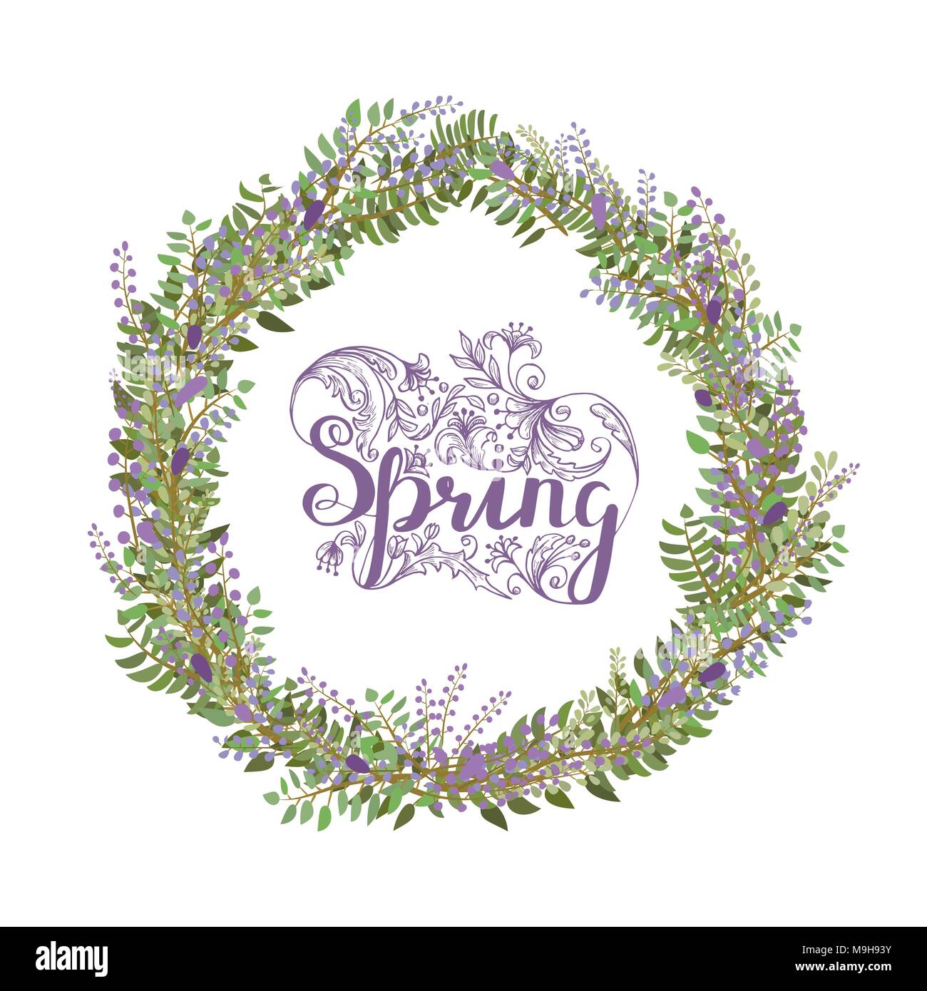 Fresh spring frame with lettering and flowers Stock Vector Image & Art ...