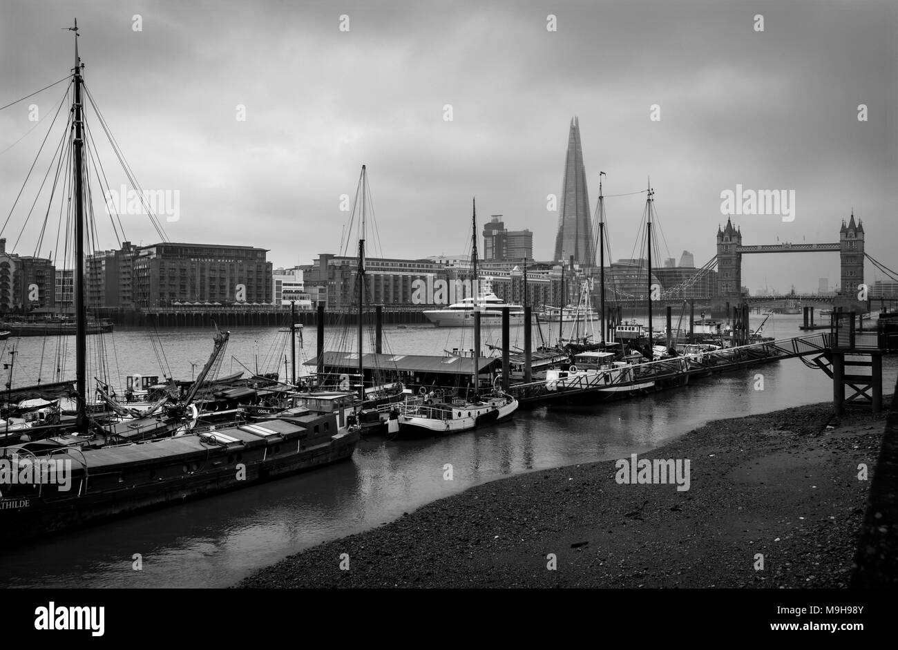 Tower Bridge and the River Thames view showing The Shard photographed ...