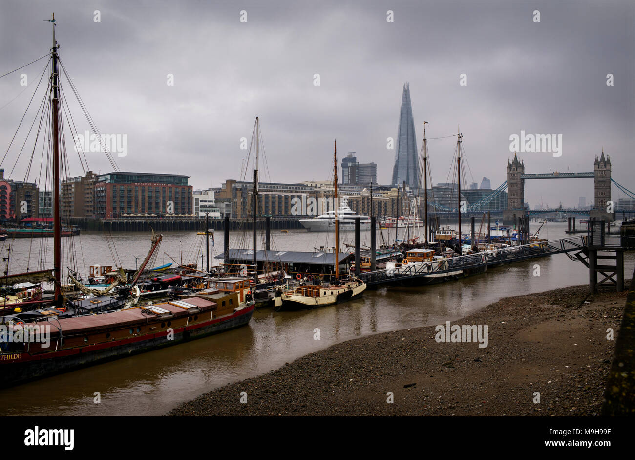 Tower Bridge and the River Thames view showing The Shard photographed ...