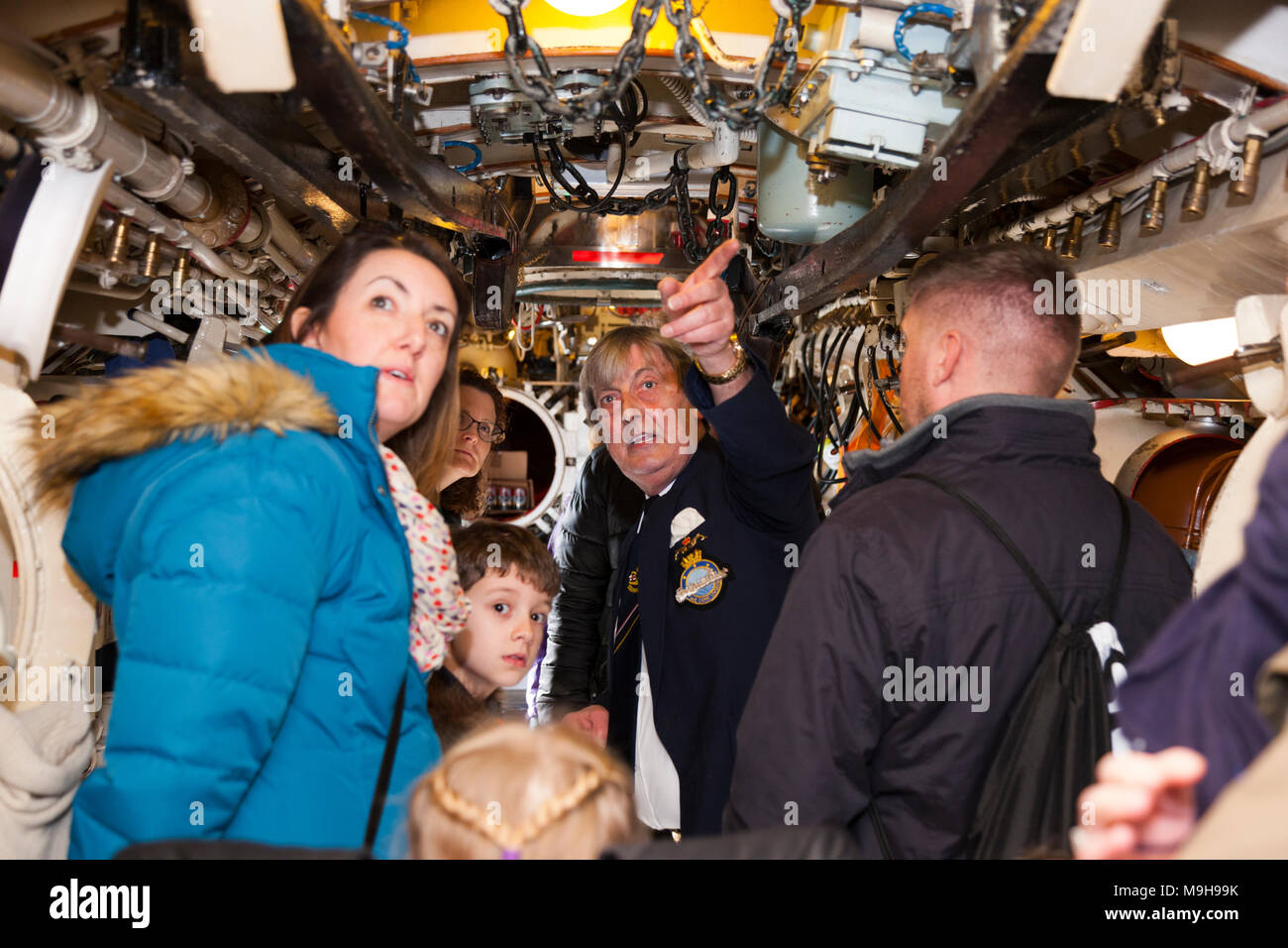 Volunteer guide to give tourist information HMS Alliance, A class ...