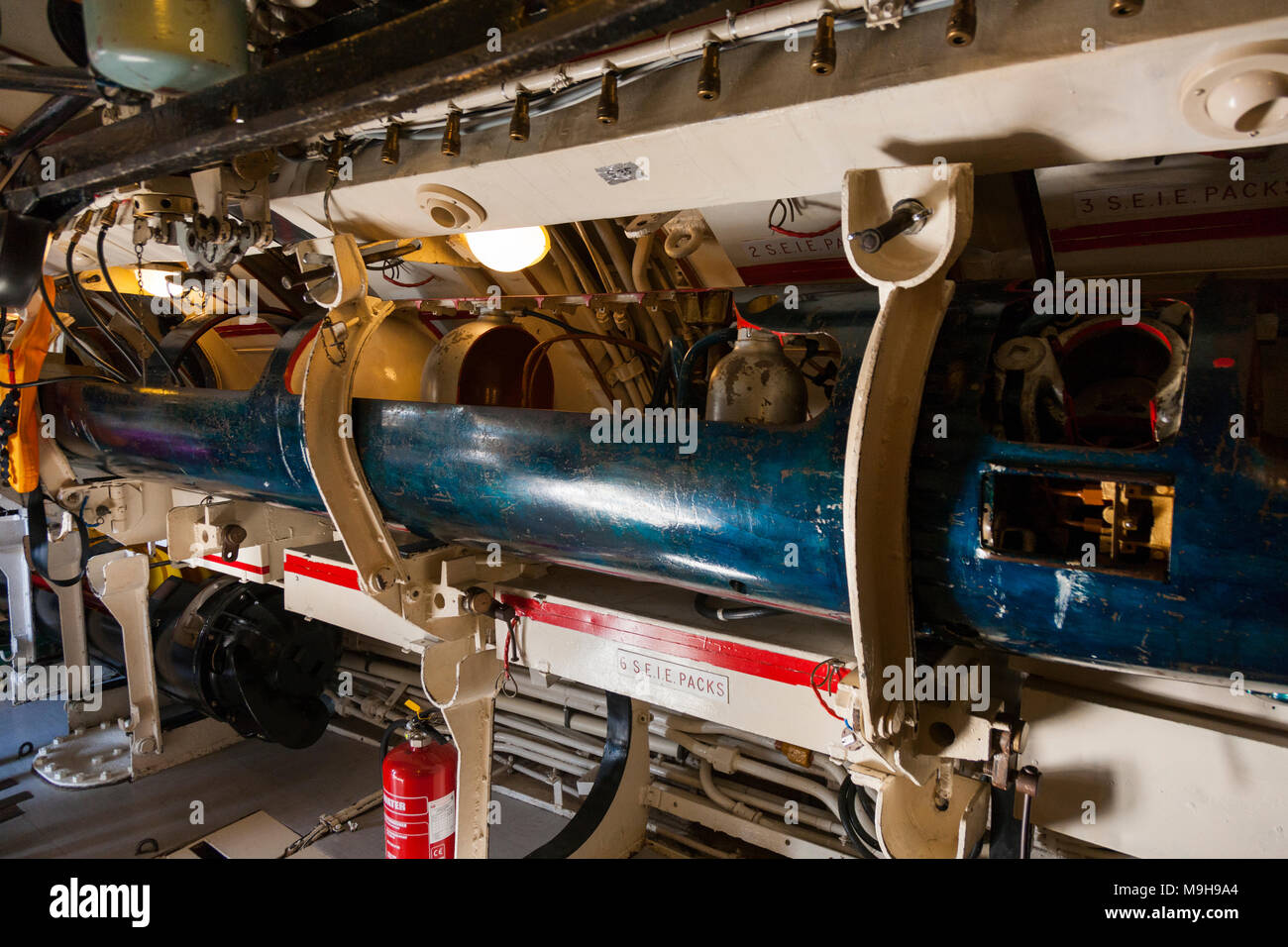 The aft torpedo compartment of HMS Alliance, the A class / Amphion ...