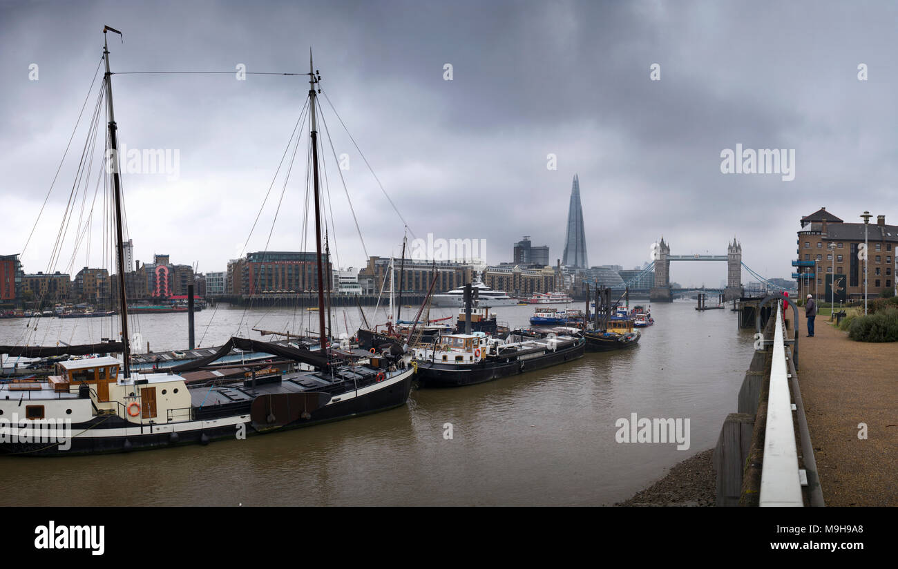Tower Bridge and the River Thames view showing The Shard photographed ...