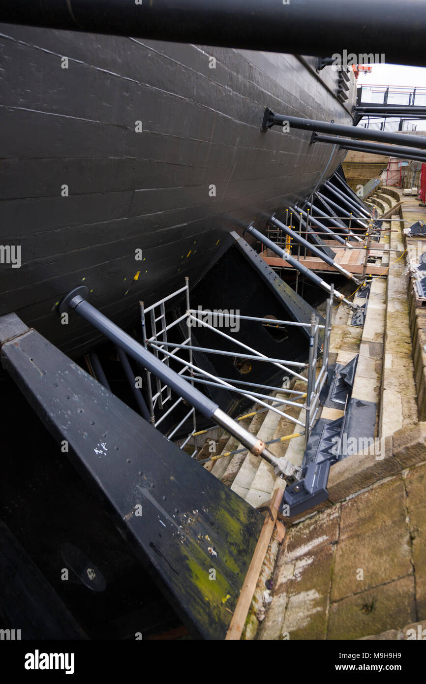 Metal supports / struts cradling the hull of Admiral Lord Nelson 's ...
