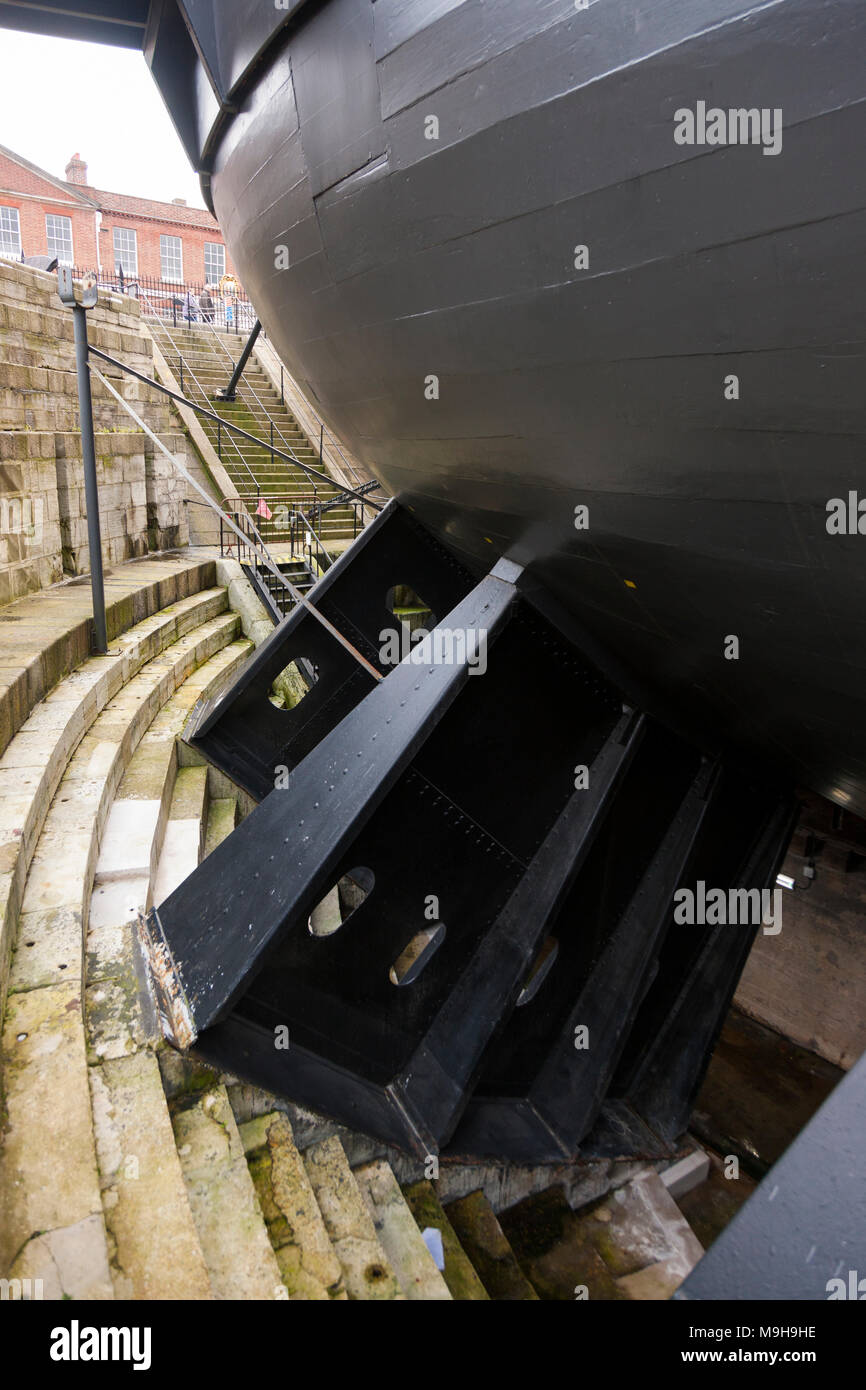Metal supports / struts cradling the hull of Admiral Lord Nelson 's ...