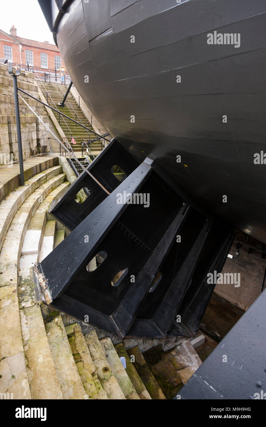 Metal supports / struts cradling the hull of Admiral Lord Nelson 's ...