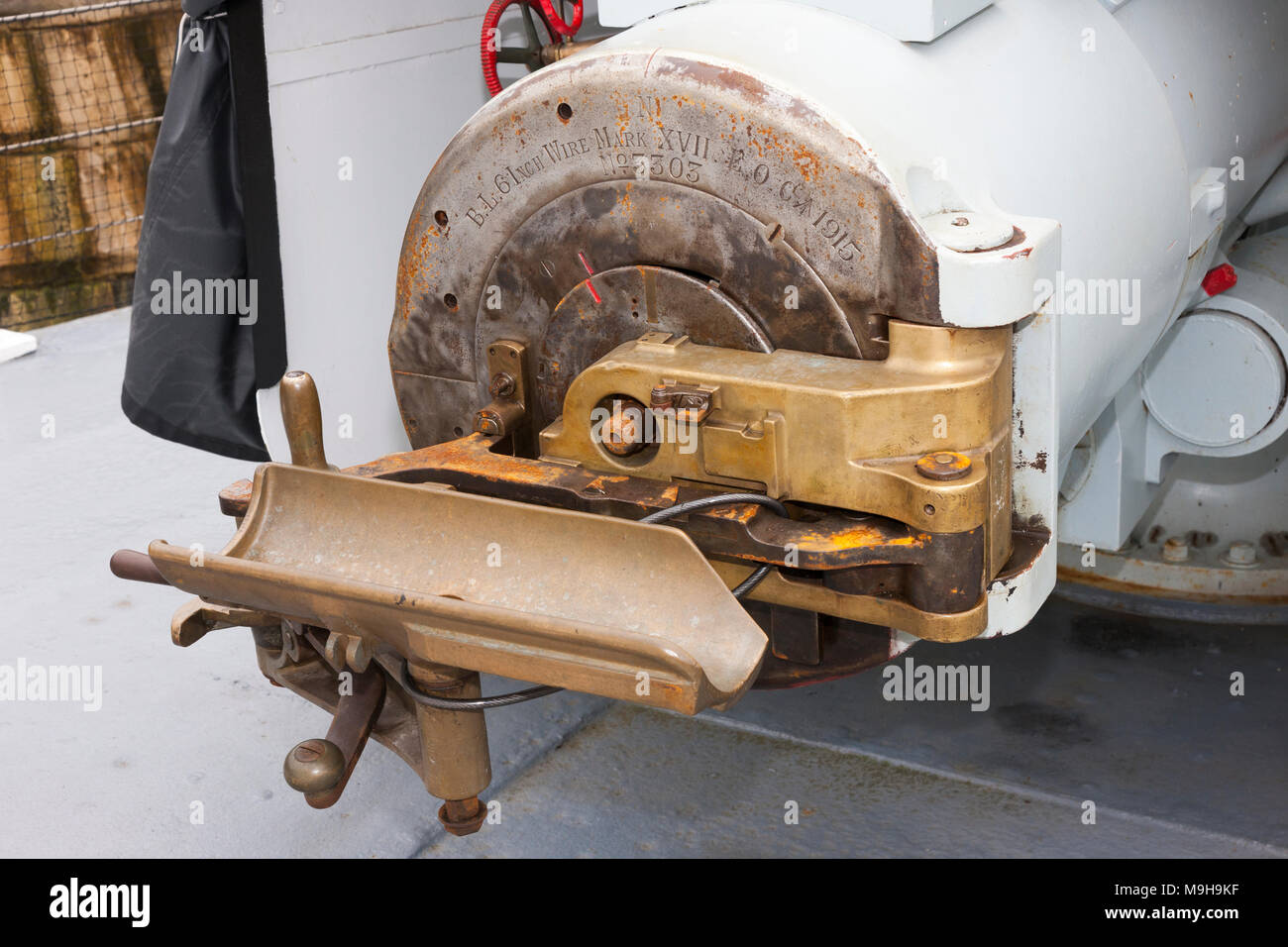 Breech on one of the wire 6 inch (152mm) guns of HMS M.33; a British ...