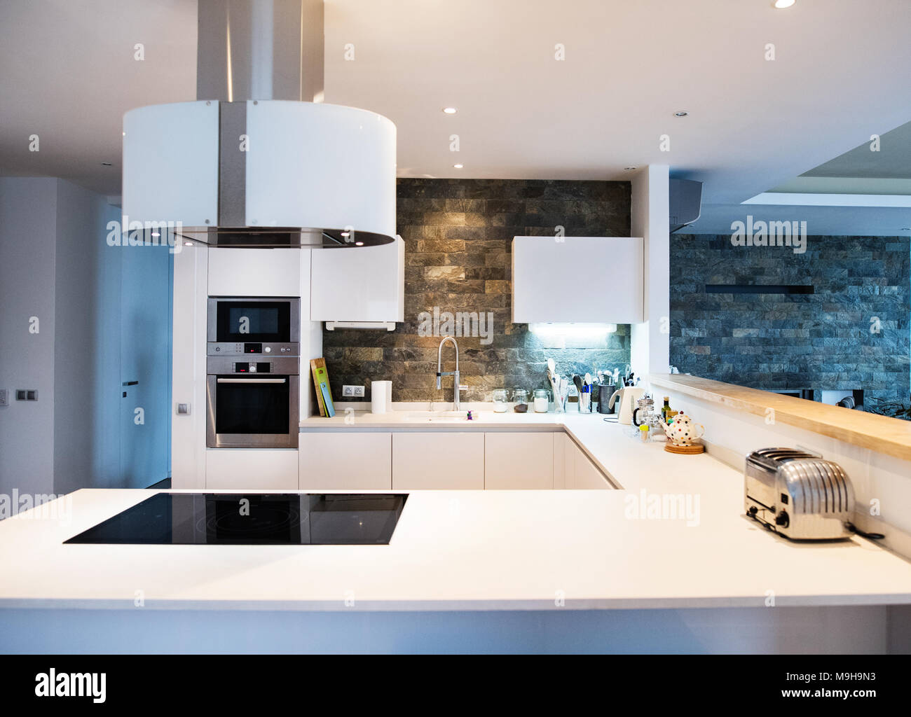 An interior of a modern apartment. Smart home control system Stock ...