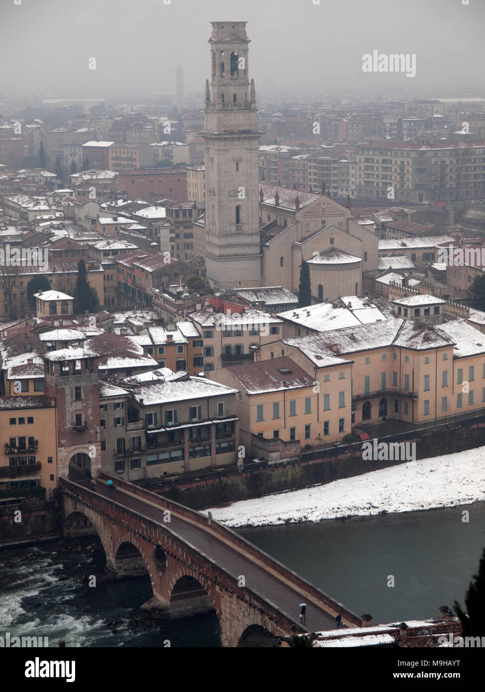 The snow covered roofs of Verona on a winter's day Stock Photo - Alamy