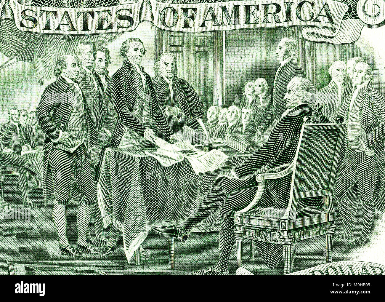Signing declaration of independence from the two dollar banknote ...