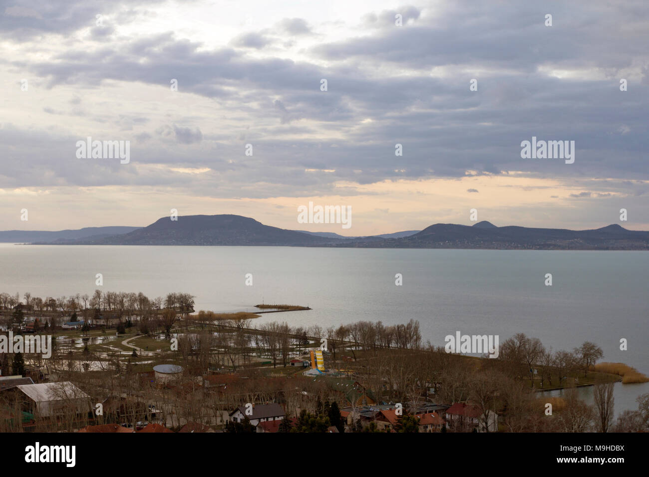 Lake Balaton view from Balatonboglar (Gombkilato), Hungary Stock Photo ...