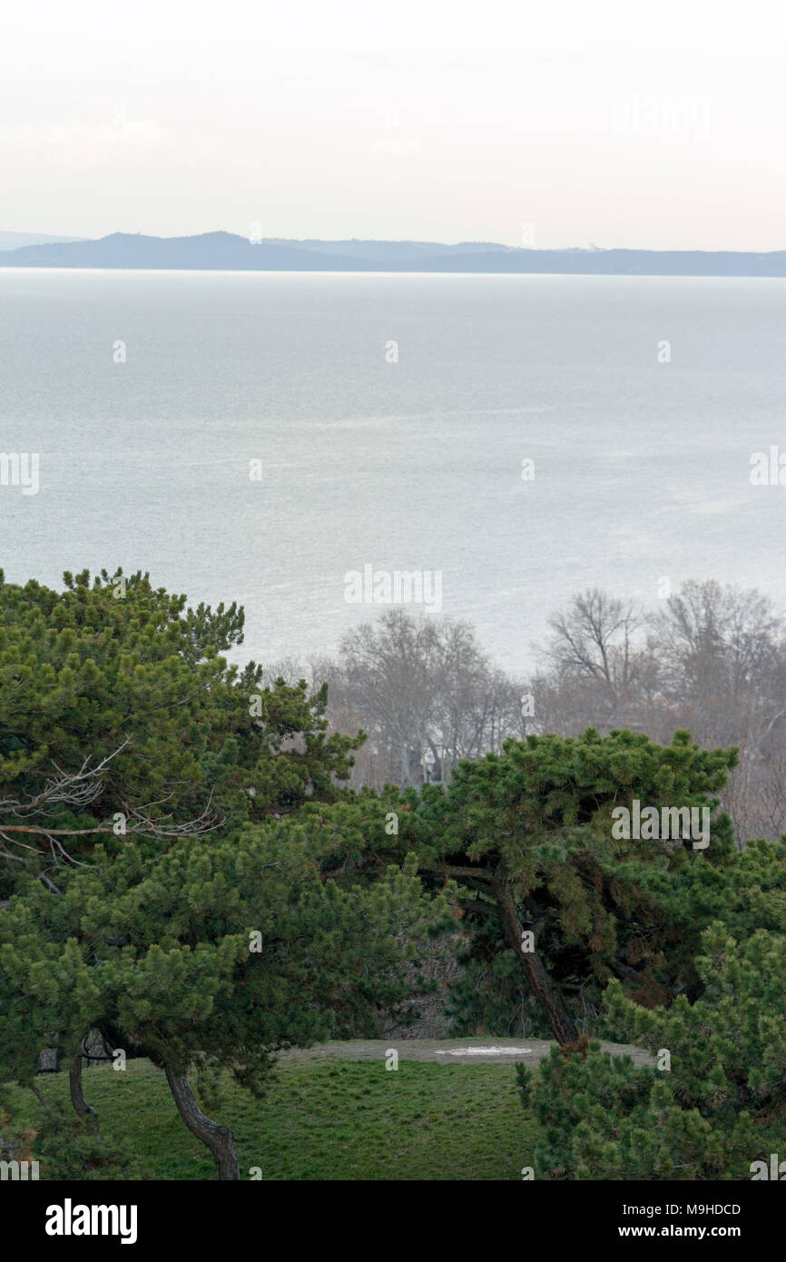 Lake Balaton view from Balatonboglar (Gombkilato), Hungary Stock Photo ...
