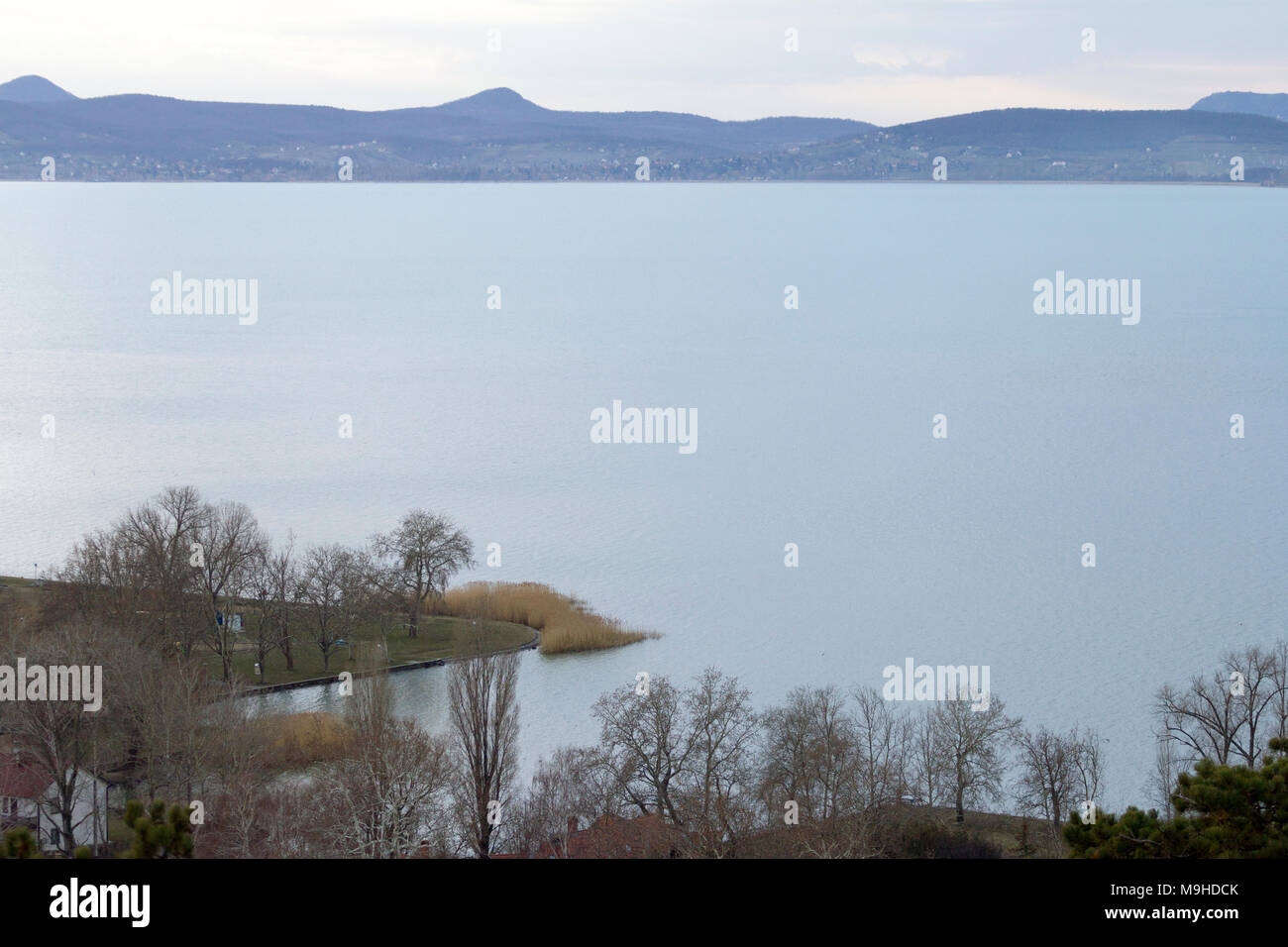 Lake Balaton view from Balatonboglar (Gombkilato), Hungary Stock Photo ...
