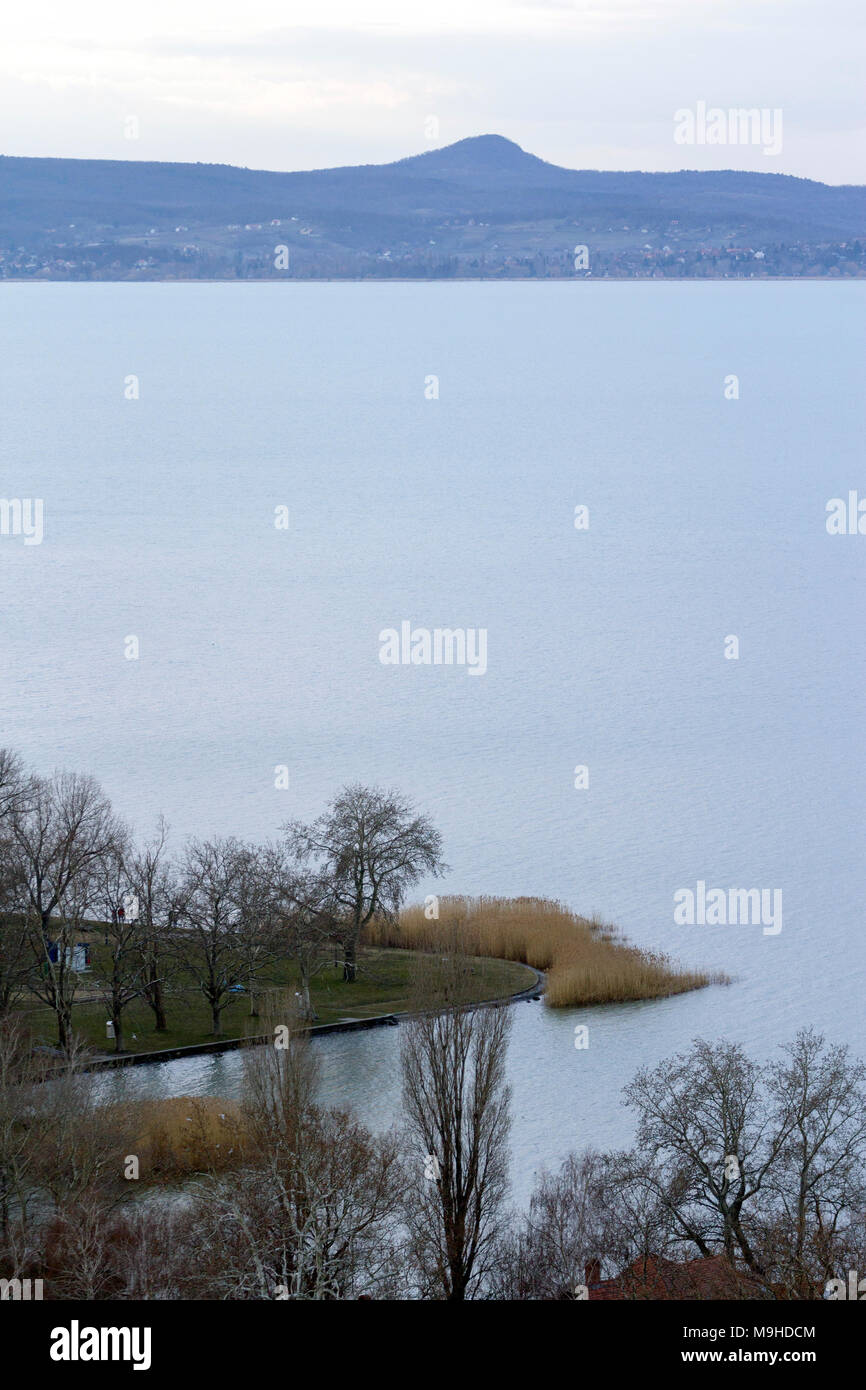 Lake Balaton view from Balatonboglar (Gombkilato), Hungary Stock Photo ...