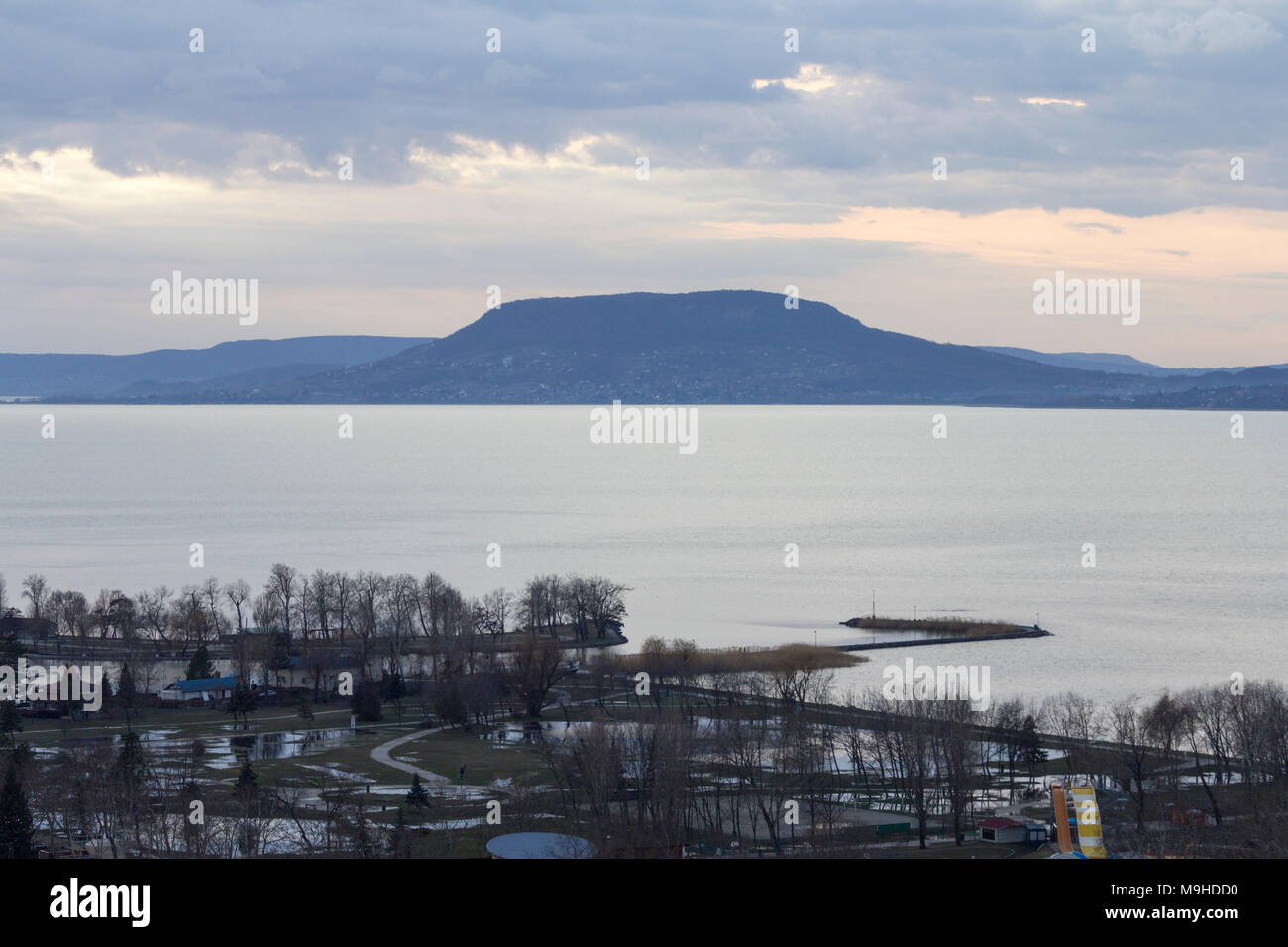 Lake Balaton view from Balatonboglar (Gombkilato), Hungary Stock Photo ...