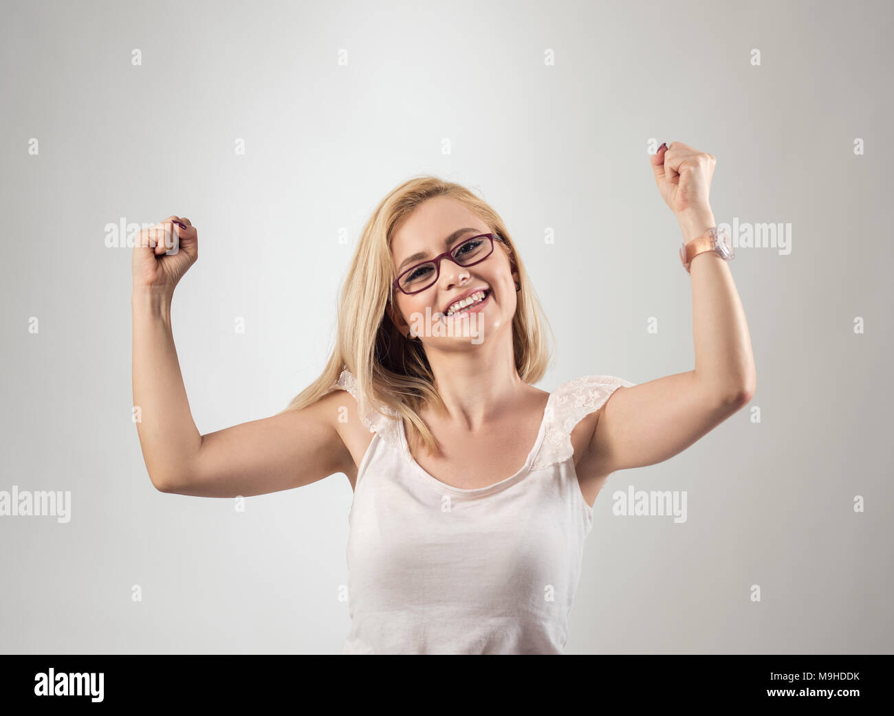 Woman celebrate success yes hi-res stock photography and images - Alamy