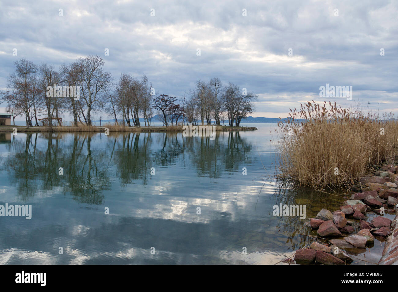 Lake Balaton view from the port of Balatonboglar, Hungary Stock Photo ...