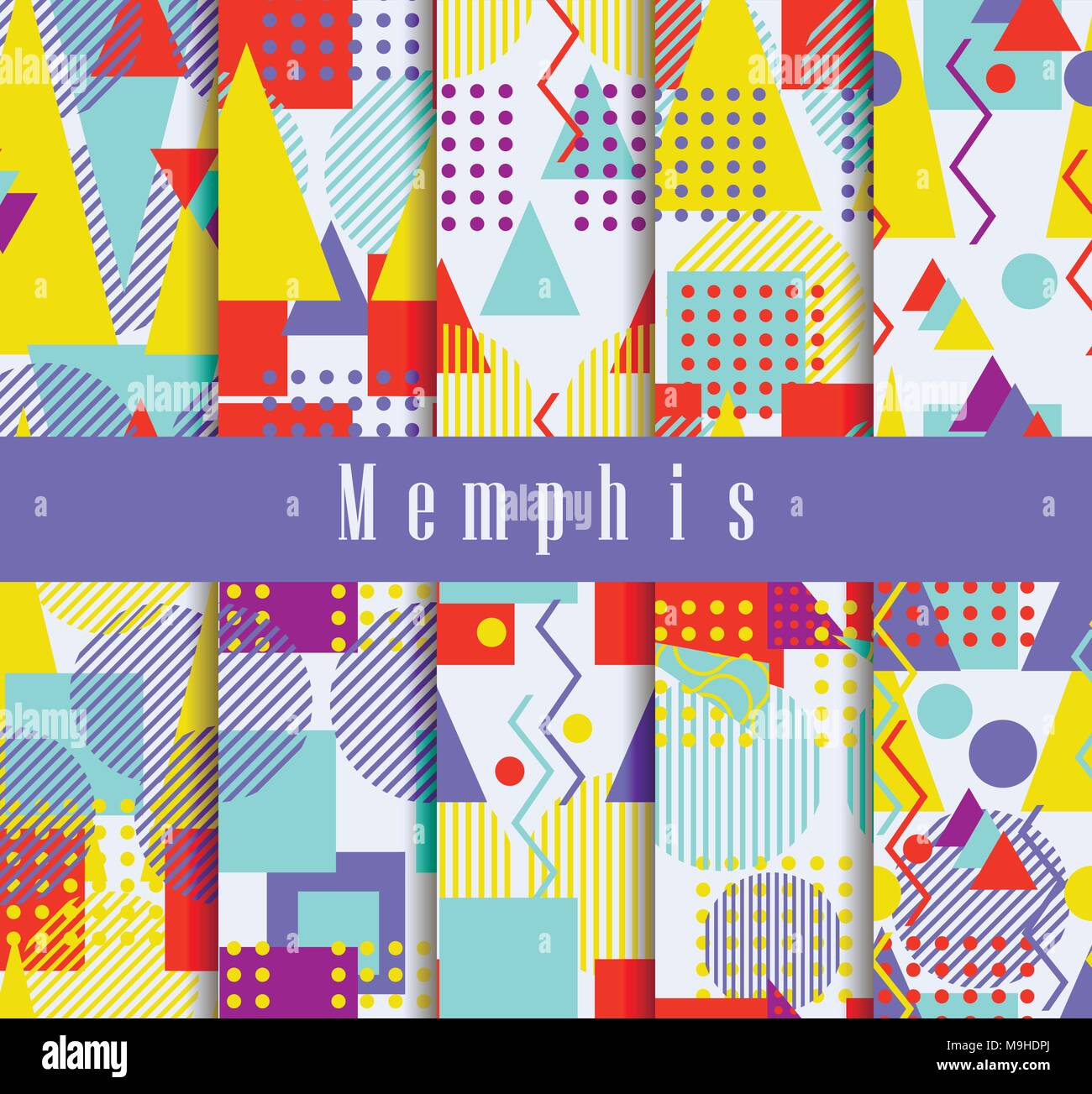 Memphis seamless pattern set. Geometric elements memphis in the style ...