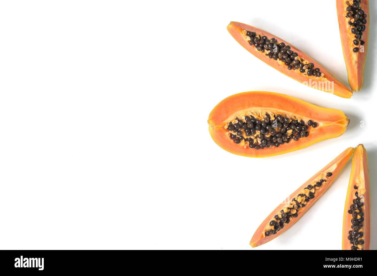 slices of ripe papaya on white background. Isolate. Exotic fruit Stock ...