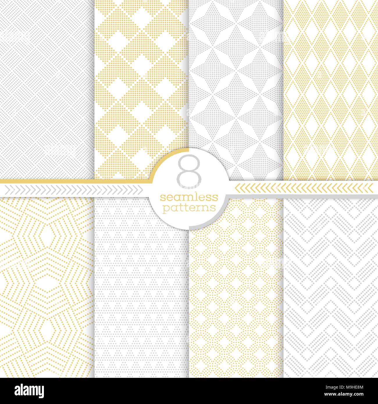 Set of seamless patterns. Collection of modern stylish dotted textures ...