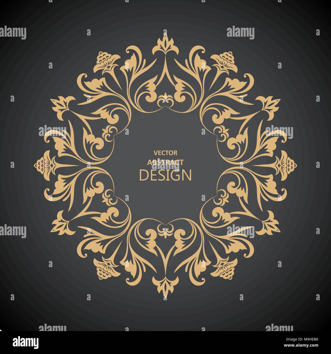 Circular baroque pattern. Round floral ornament. Vintage frame ...