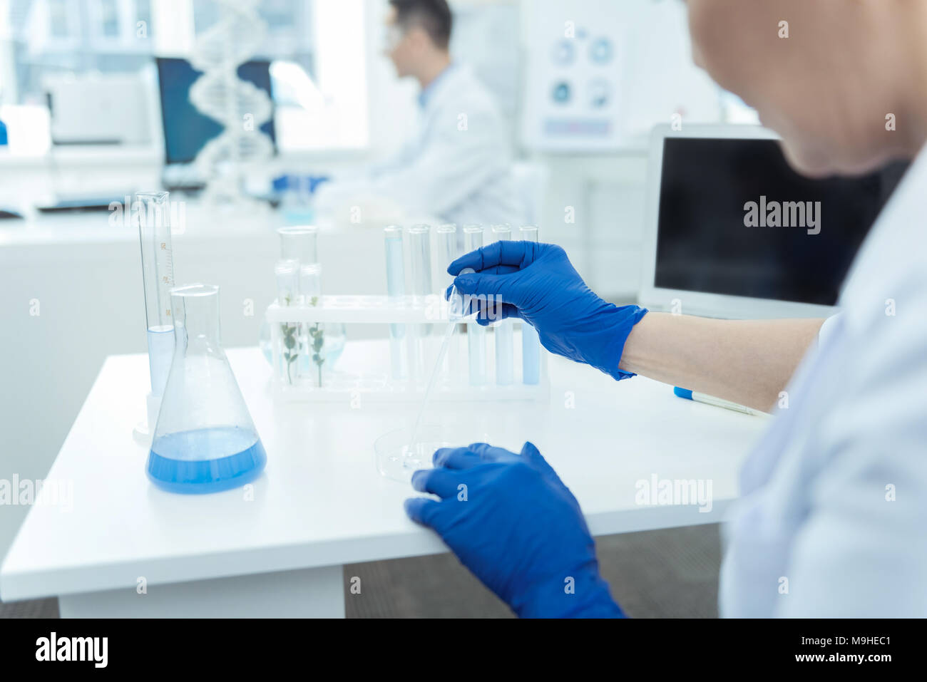 Experienced scientist making a test in the lab Stock Photo - Alamy