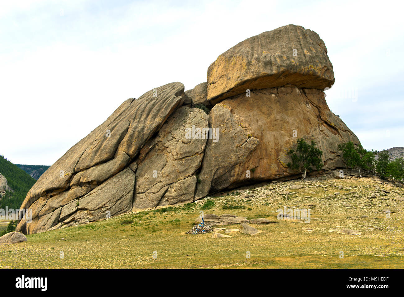 Granite rock formation Turtle Rock, Melkhii Khad, Gorkhi-Terelj ...