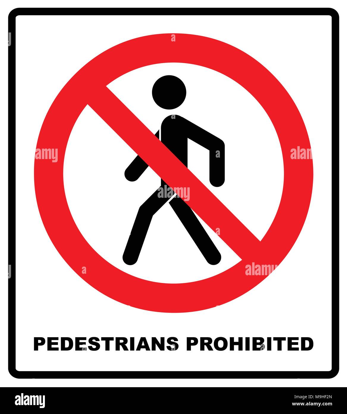 No access for pedestrians prohibition sign, vector illustration. Red ...
