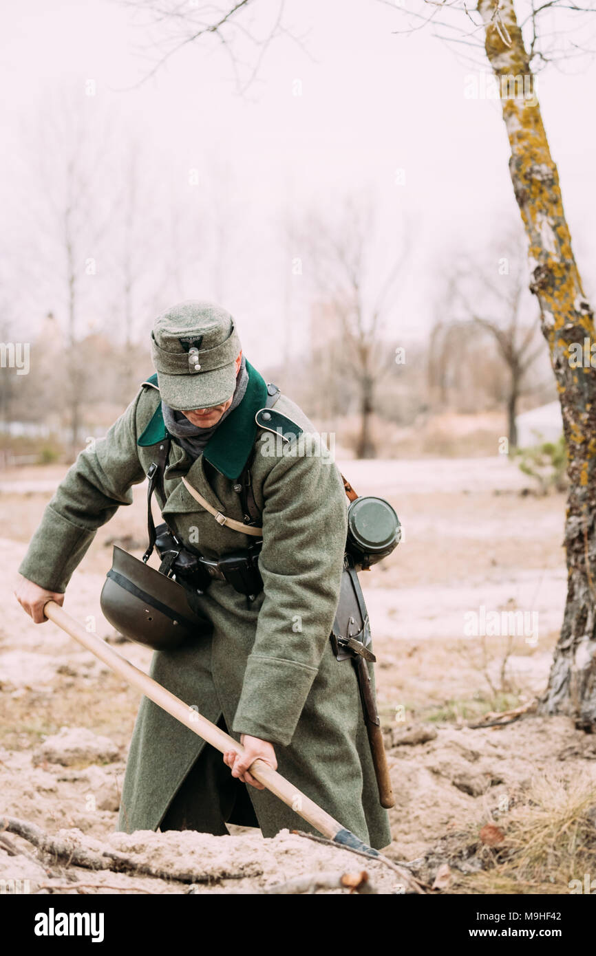 Unidentified Re-enactor Dressed As A German Infantry Soldier Of The ...