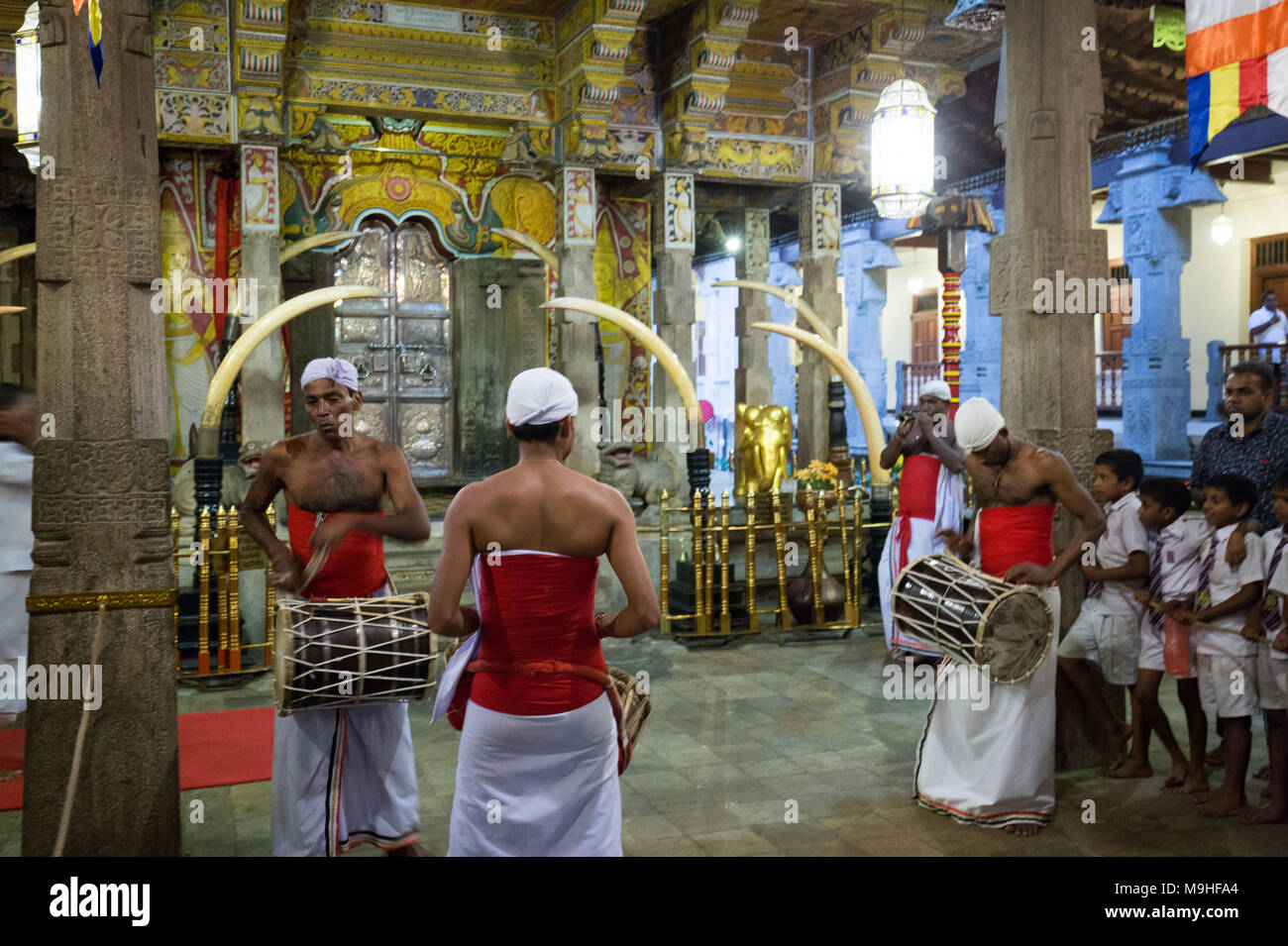 Men playing musical instruments at Temple of the Tooth, Kandy, Sri ...