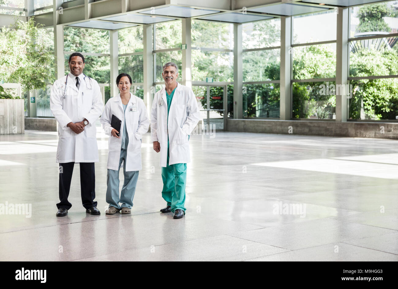 Mixed race group of doctors in lab coats Stock Photo - Alamy