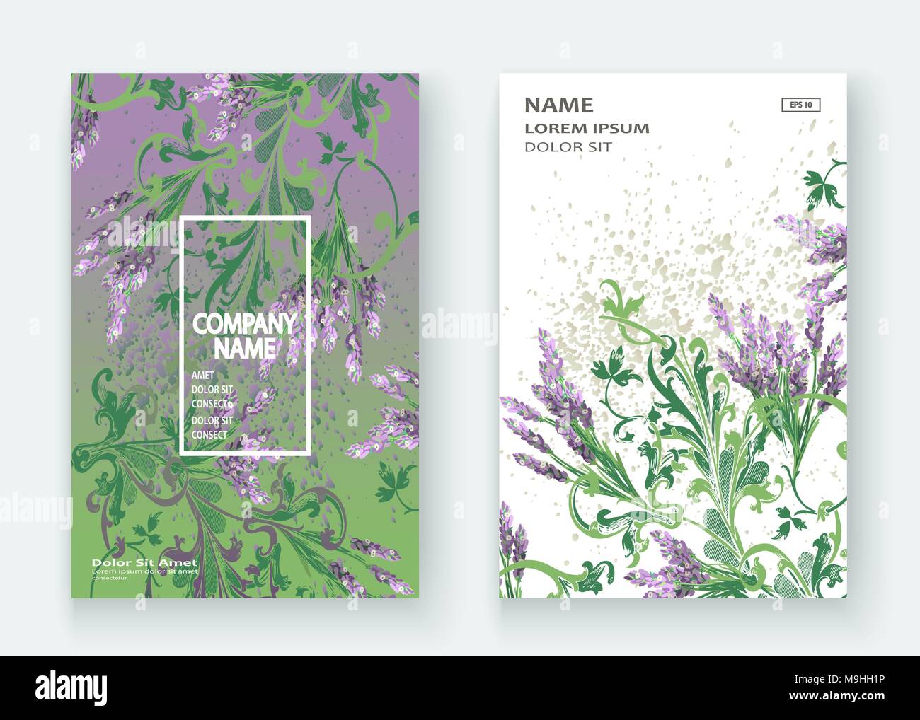 Lavender floral pattern cover design. Hand drawn creative flower ...