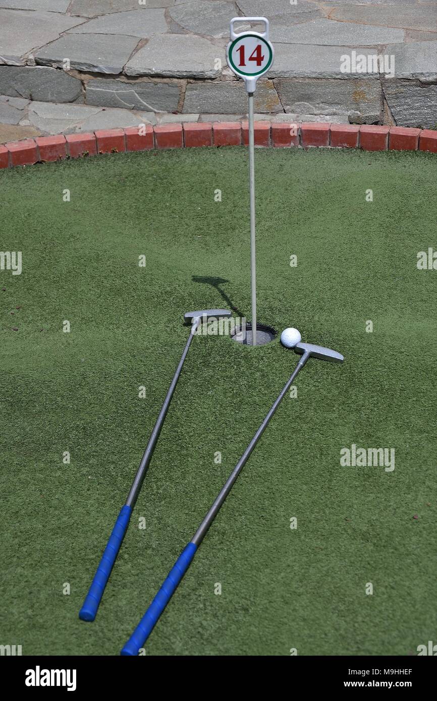 Mini golf game on a summer day Stock Photo - Alamy
