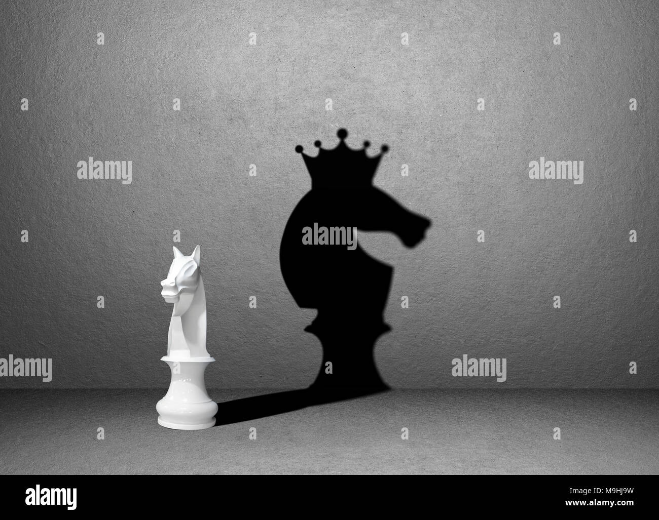 horse chess shadow on wall, winner concept Stock Photo - Alamy